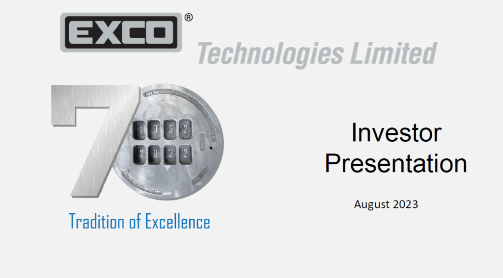 Investor Presentations – Exco Technologies Limited