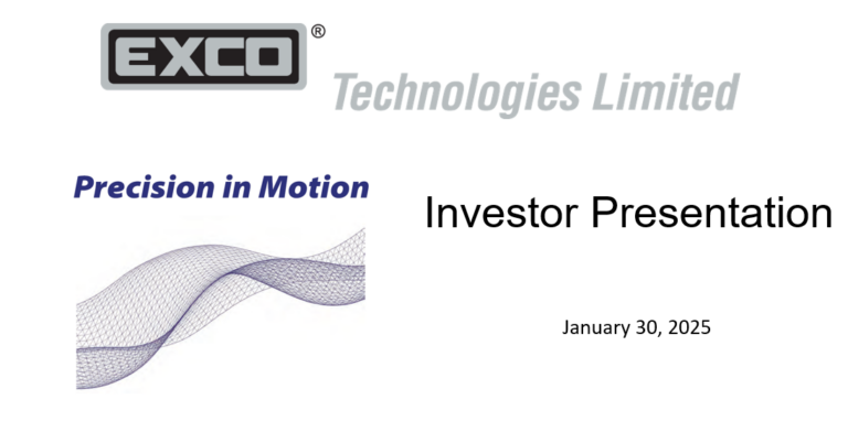 Investor Presentations – Exco Technologies Limited